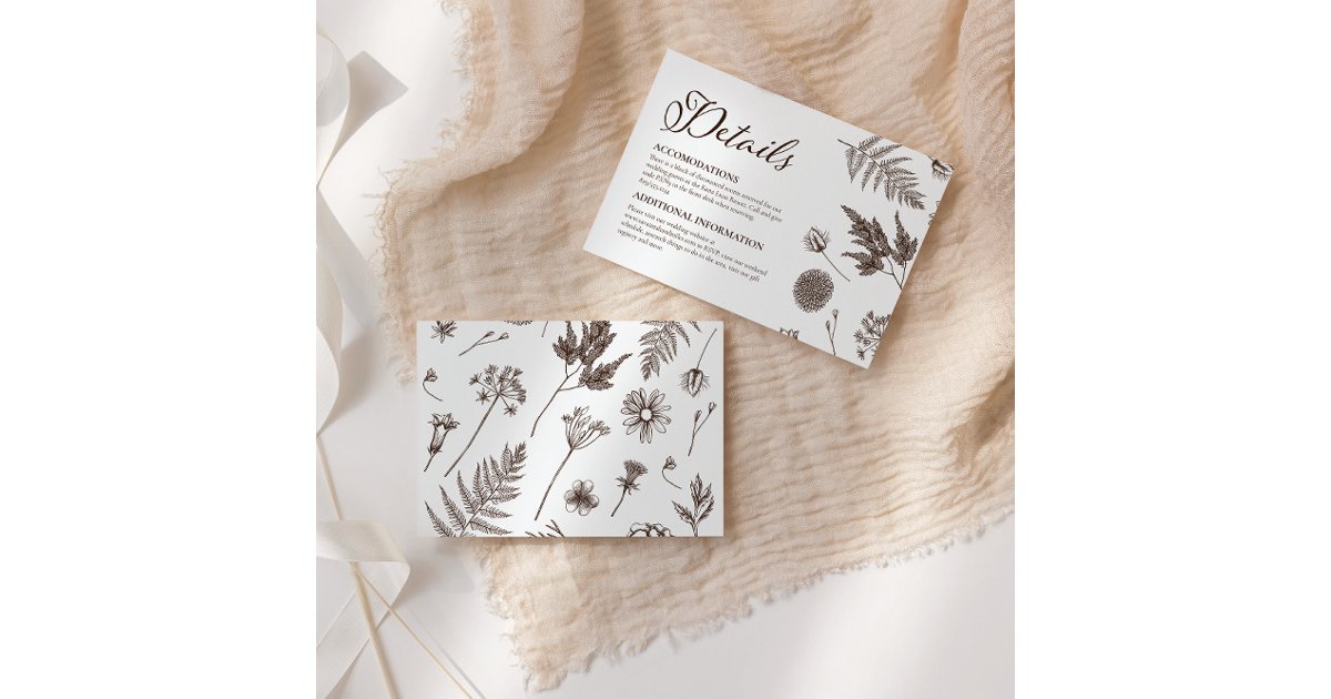 Elegant Calligraphy Botanical Earthtone Details Enclosure Card | Zazzle