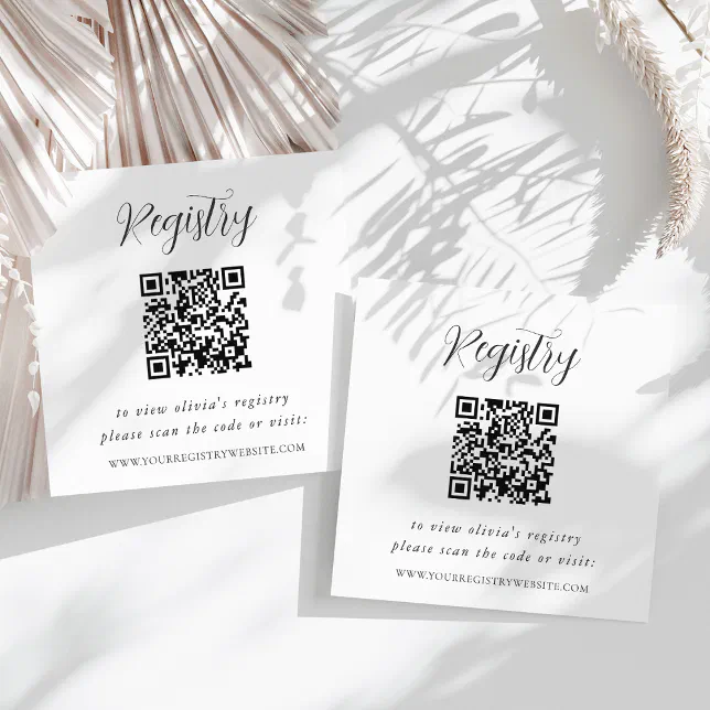 Elegant Calligraphy Bridal or Baby Shower Registry Enclosure Card | Zazzle