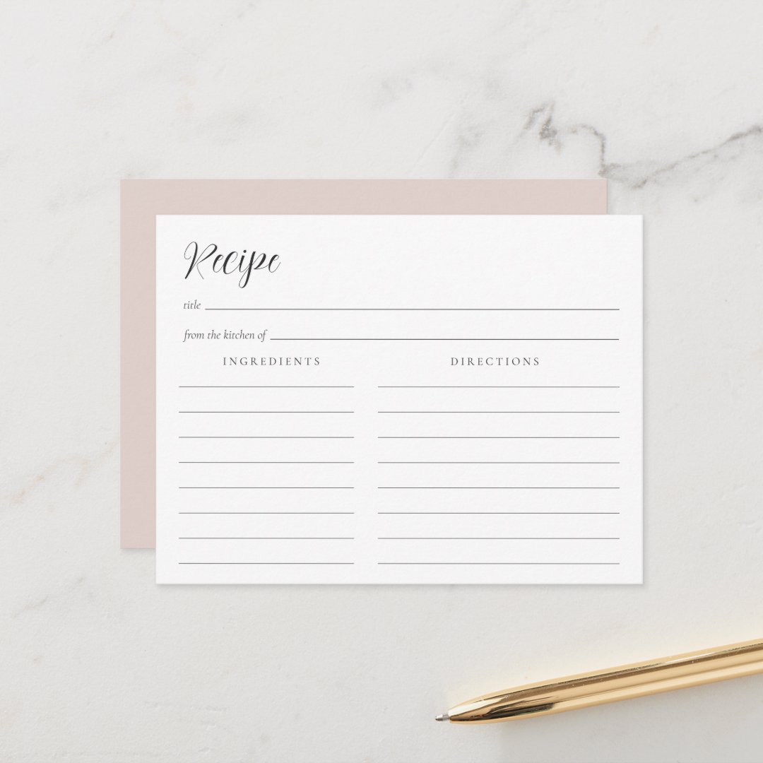 Elegant Calligraphy Bridal Shower Recipe Card | Zazzle