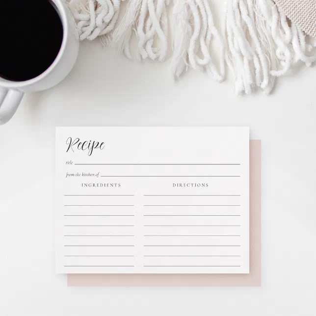 Elegant Calligraphy Bridal Shower Recipe Card | Zazzle