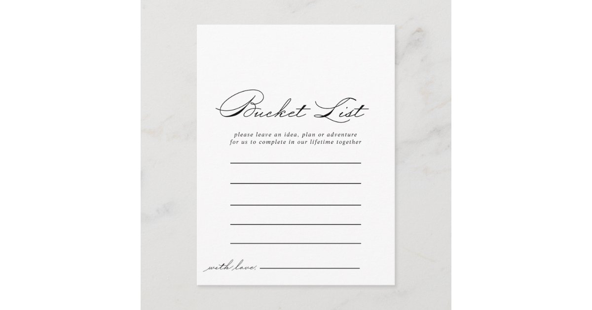 Elegant Calligraphy Bucket List Cards | Zazzle
