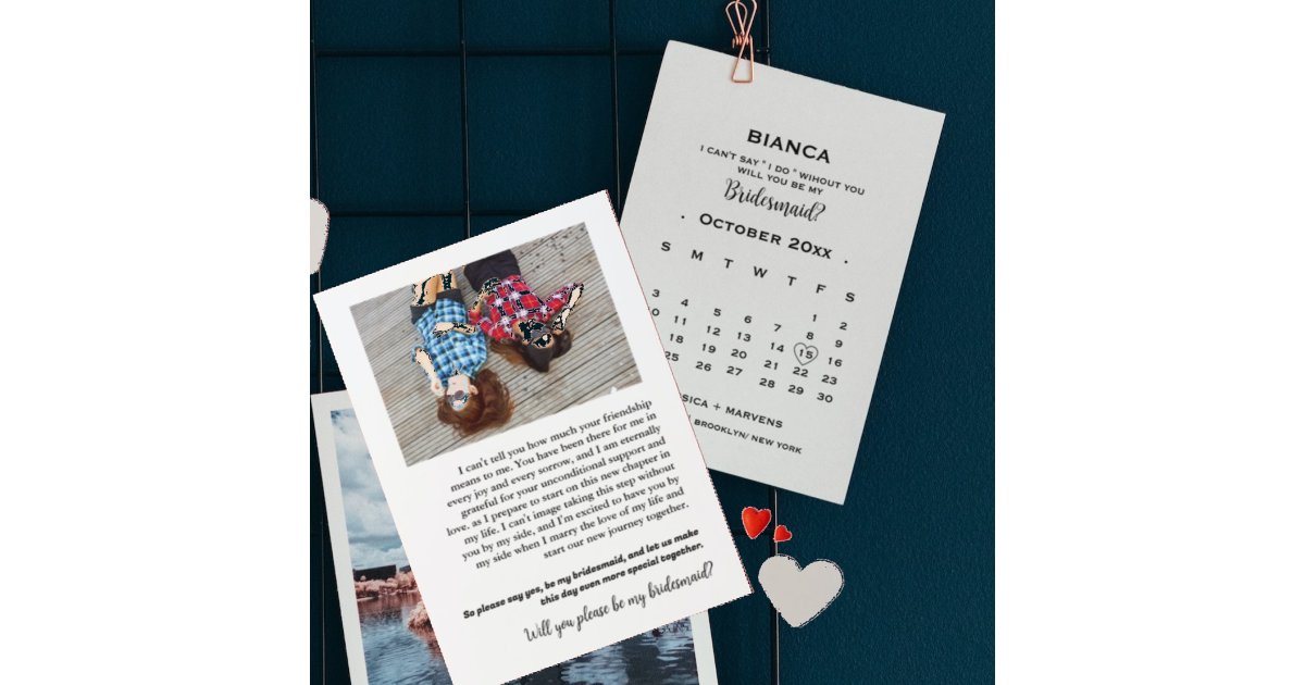Elegant calligraphy calendar bridesmaid proposal | Zazzle