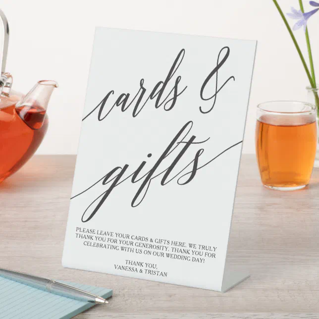 Elegant Calligraphy Cards Gifts Event Pedestal Sign | Zazzle