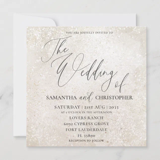 Elegant Calligraphy Champagne Gold Wedding Invitation | Zazzle