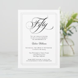 Elegant Calligraphy Classic 50th Birthday Party Invitation | Zazzle
