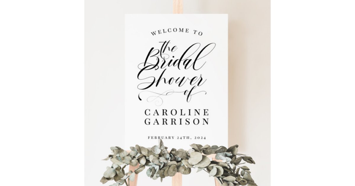 Elegant Calligraphy Classic Bridal Shower Welcome Foam Board | Zazzle