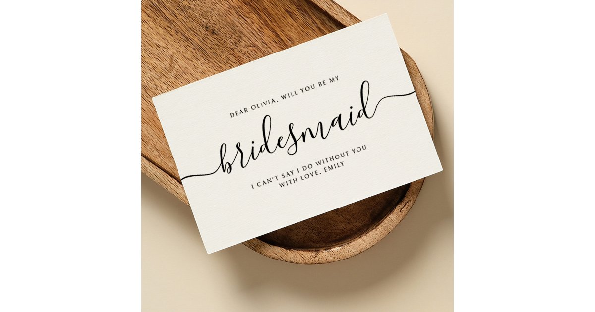 Elegant Calligraphy Classic Bridesmaid Proposal Note Card | Zazzle