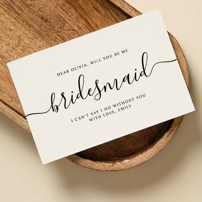 Elegant Calligraphy Classic Bridesmaid Proposal Note Card | Zazzle