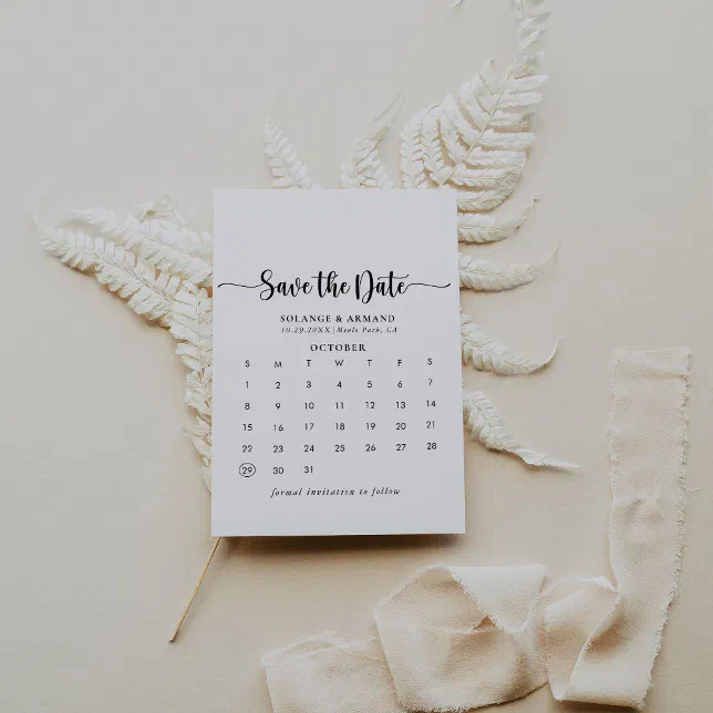 Elegant Calligraphy Classic Save the Date Calendar | Zazzle