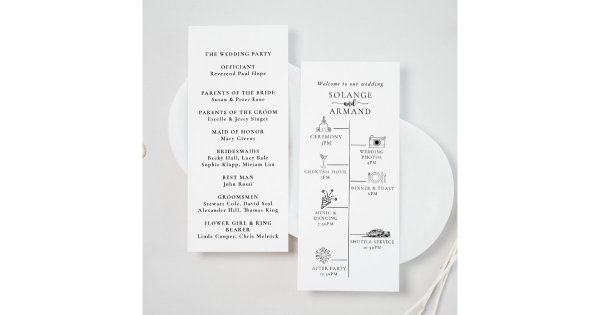Elegant Calligraphy Classic Timeline Wedding Program | Zazzle