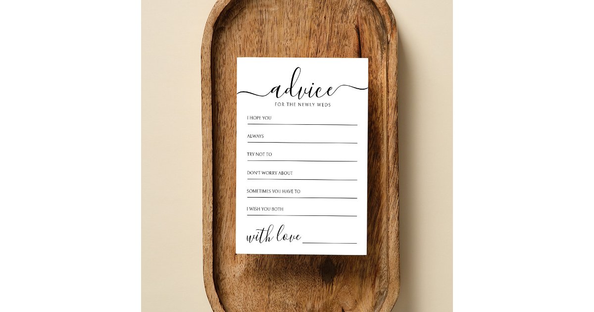 Elegant Calligraphy Classic Wedding Advice Card | Zazzle