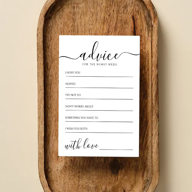 Elegant Calligraphy Classic Wedding Advice Card | Zazzle