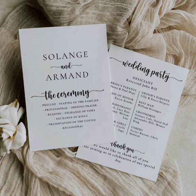 Elegant Calligraphy Classic Wedding program | Zazzle