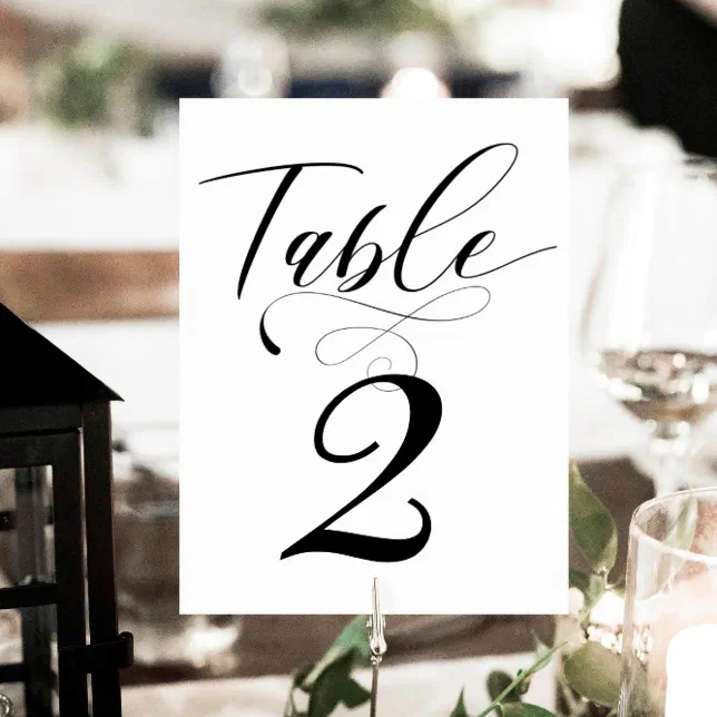 Elegant Calligraphy Classic Wedding Table Number | Zazzle