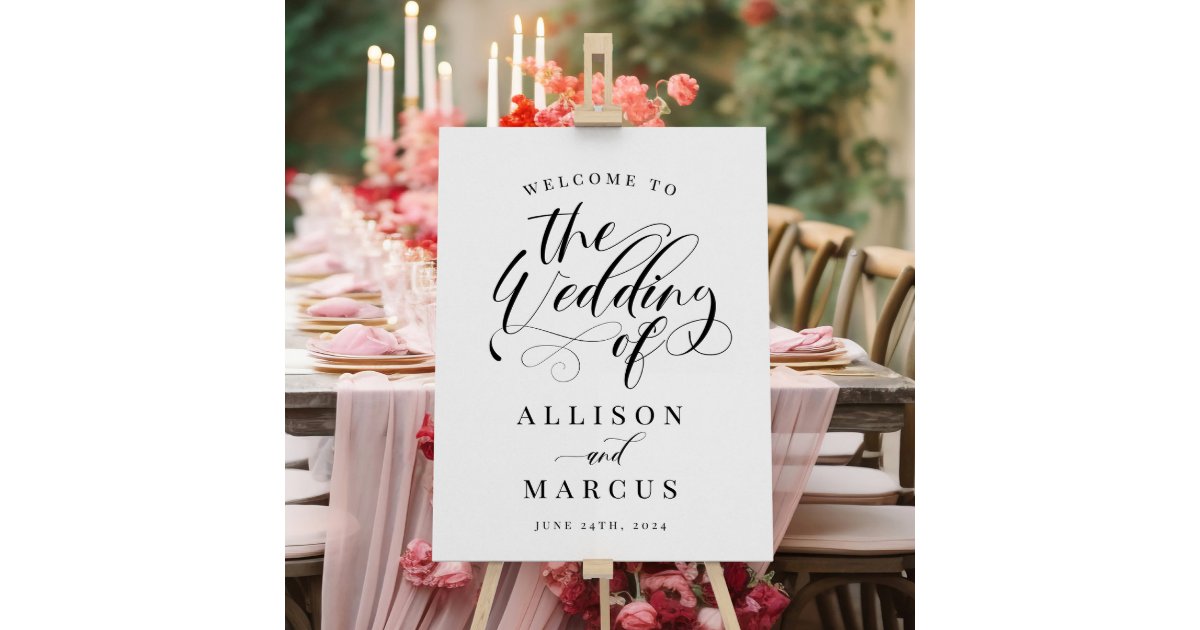 Elegant Calligraphy Classic Wedding Welcome Sign | Zazzle