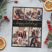 Elegant Calligraphy Collage Christmas Happy Holiday Card | Zazzle