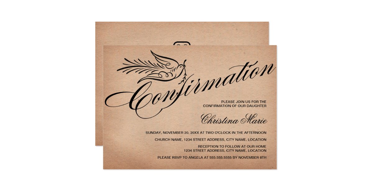 Elegant Calligraphy Confirmation Invitation | Zazzle.com