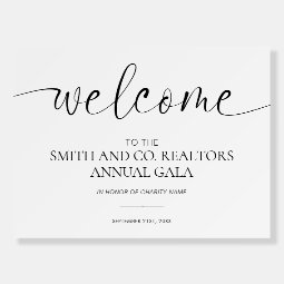 Elegant Calligraphy Corporate Gala Welcome Sign | Zazzle