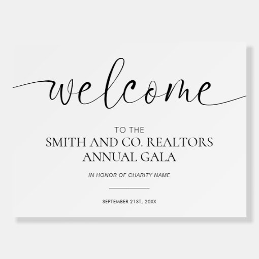 Elegant Calligraphy Corporate Gala Welcome Sign | Zazzle