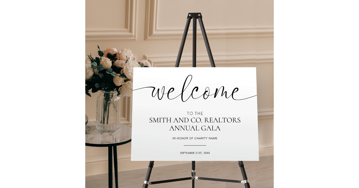 Elegant Calligraphy Corporate Gala Welcome Sign | Zazzle