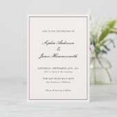 Elegant Calligraphy Cream Black Frame Wedding Invitation | Zazzle