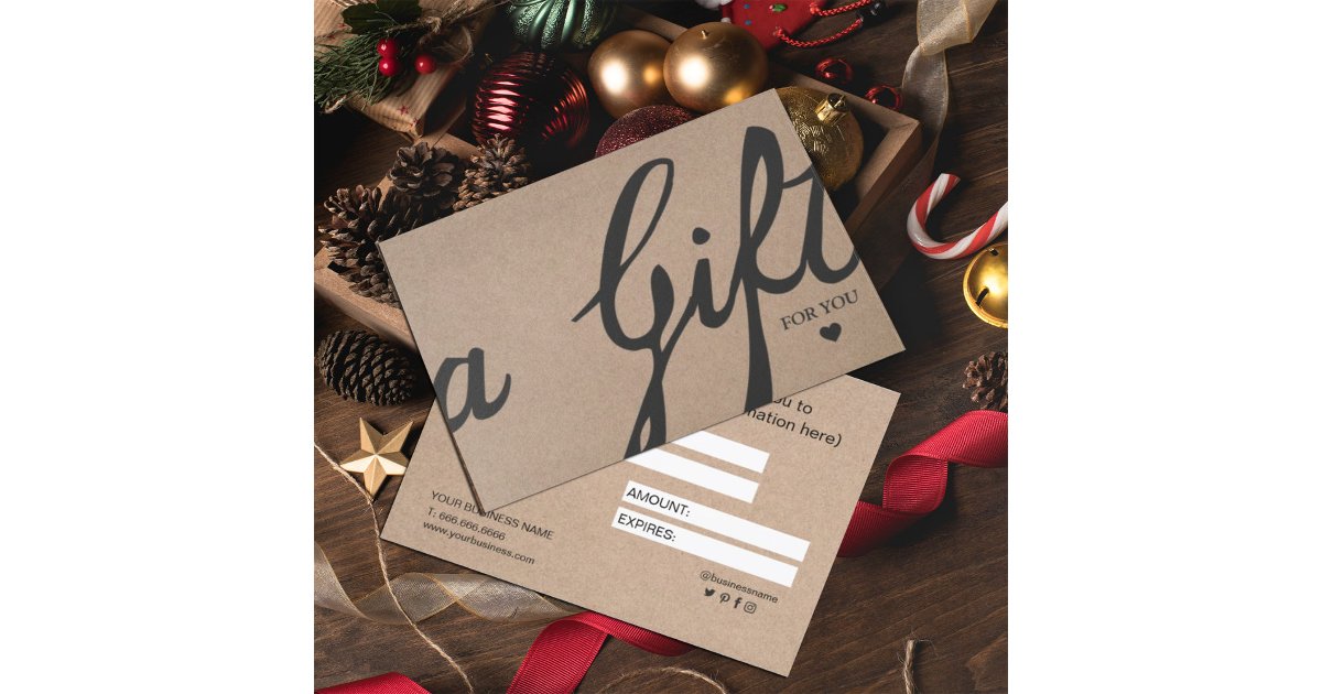 Elegant Calligraphy Custom Kraft Gift Certificate | Zazzle