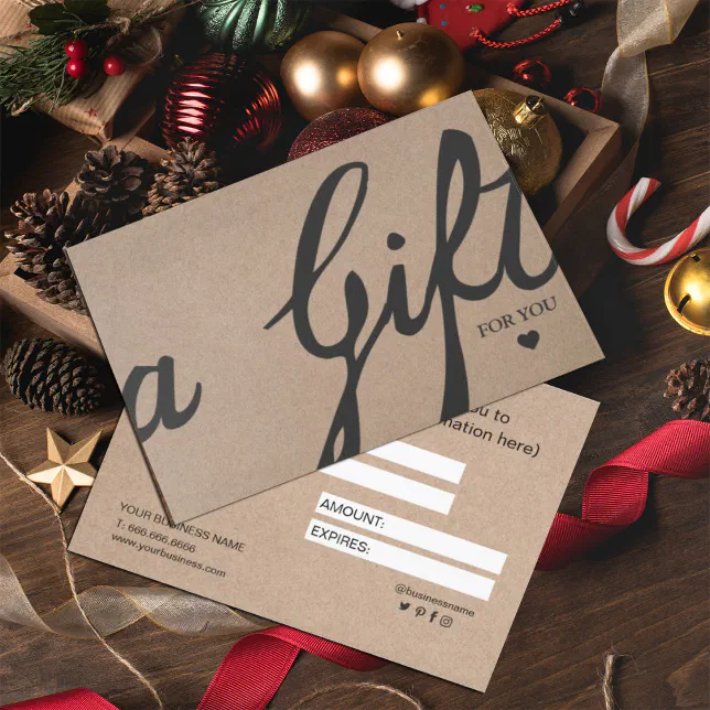 Elegant Calligraphy Custom Kraft Gift Certificate | Zazzle
