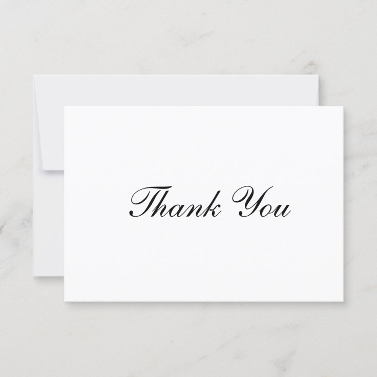 Elegant Calligraphy Custom Text Black White Thank You Card | Zazzle