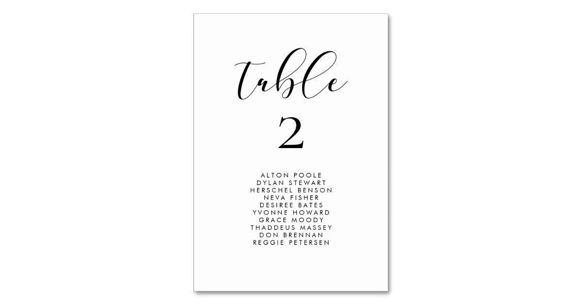 Elegant calligraphy design seating chart cards | Zazzle