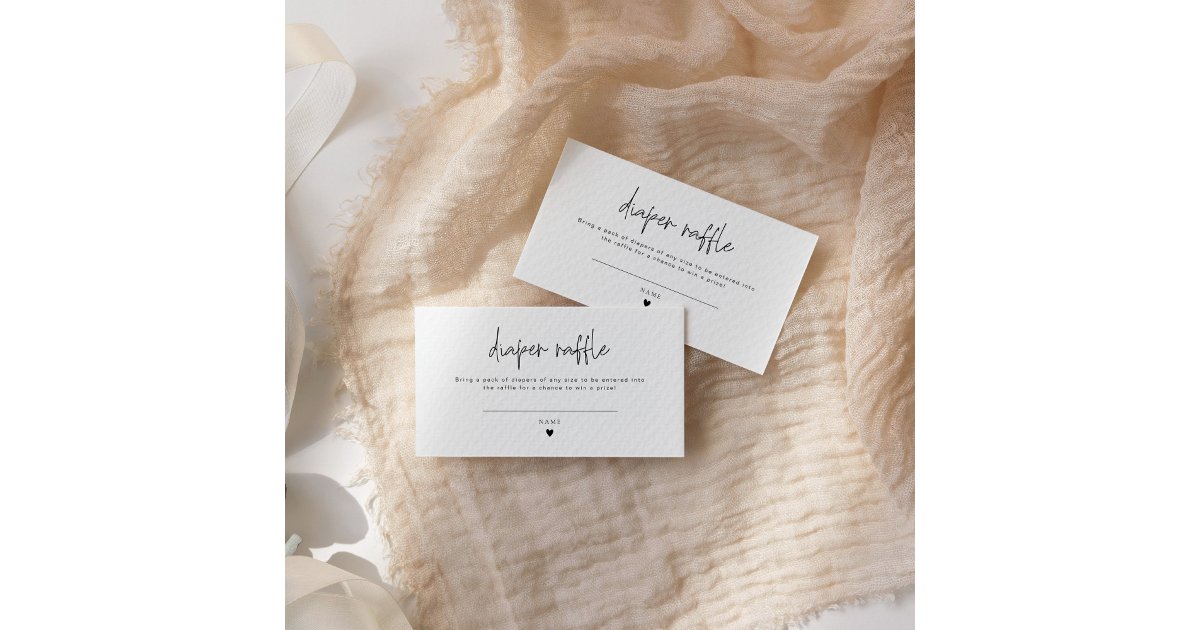 Elegant Calligraphy Diaper Raffle card Baby Shower | Zazzle