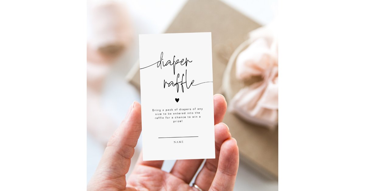 Elegant Calligraphy Diaper Raffle card Baby Shower | Zazzle