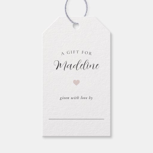 Elegant Calligraphy Display Shower Gift Tags | Zazzle