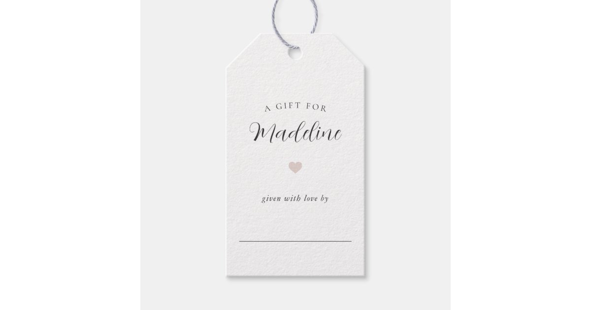 Elegant Calligraphy Display Shower Gift Tags | Zazzle