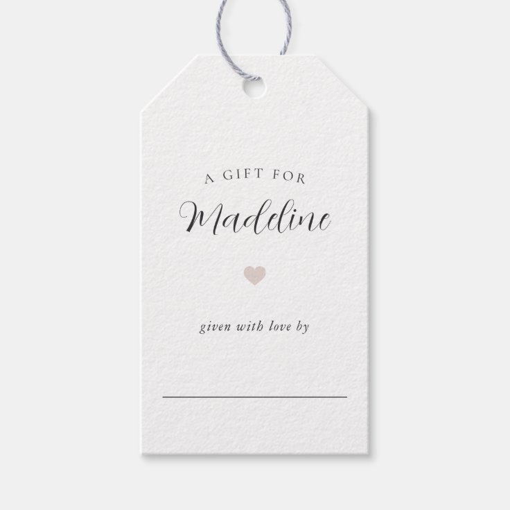 Elegant Calligraphy Display Shower Gift Tags | Zazzle