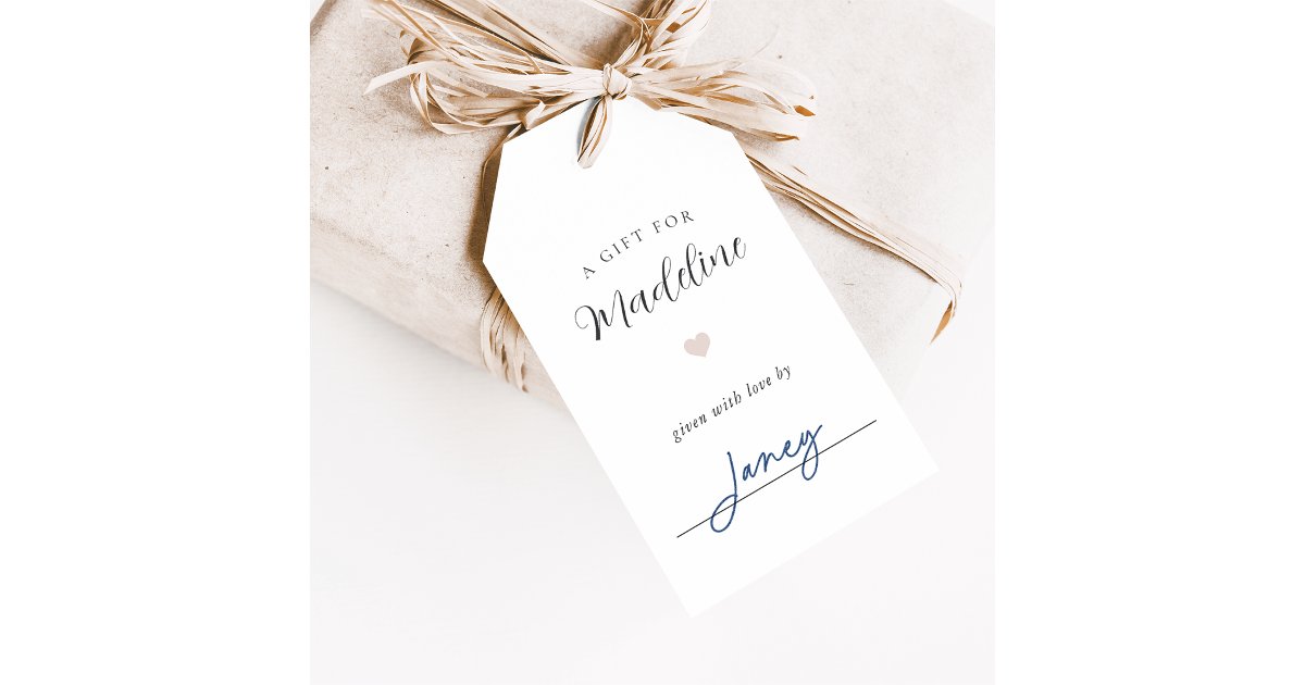 Elegant Calligraphy Display Shower Gift Tags | Zazzle