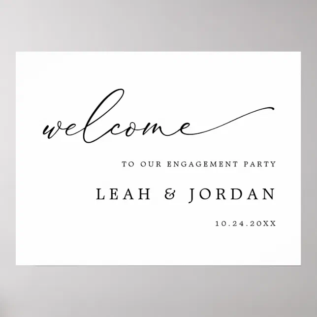 Elegant Calligraphy Engagement Party Welcome Poster | Zazzle