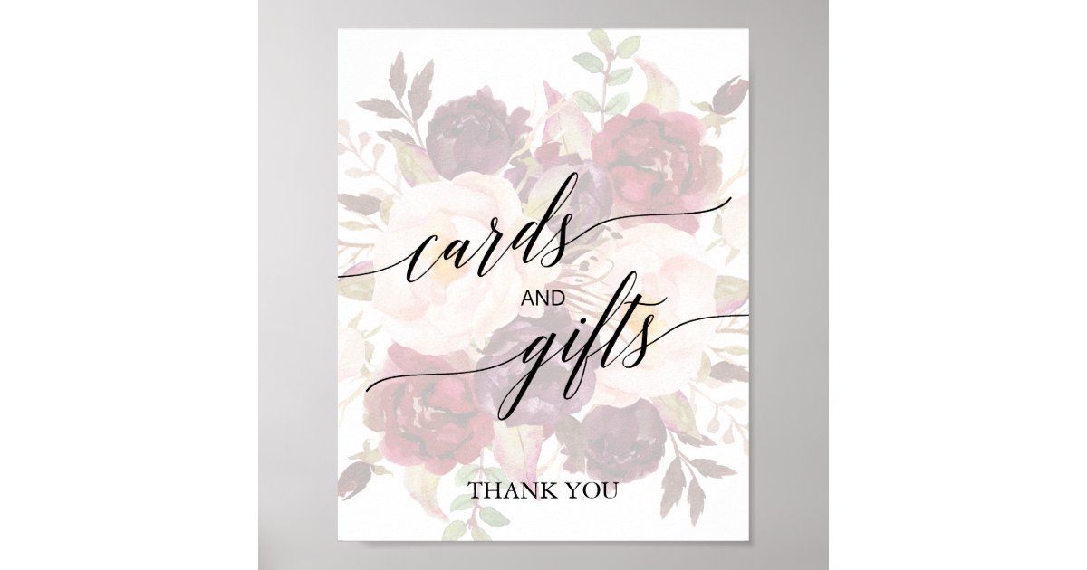 Elegant Calligraphy | Faded Floral Cards & Gifts Poster | Zazzle