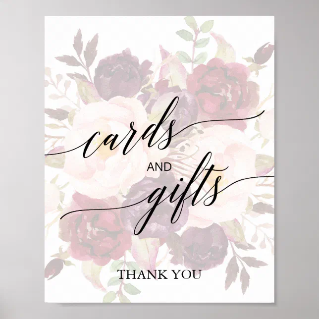 Elegant Calligraphy | Faded Floral Cards & Gifts Poster | Zazzle