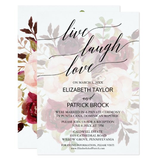 Elegant Calligraphy | Faded Floral Live Laugh Love Invitation | Zazzle.com