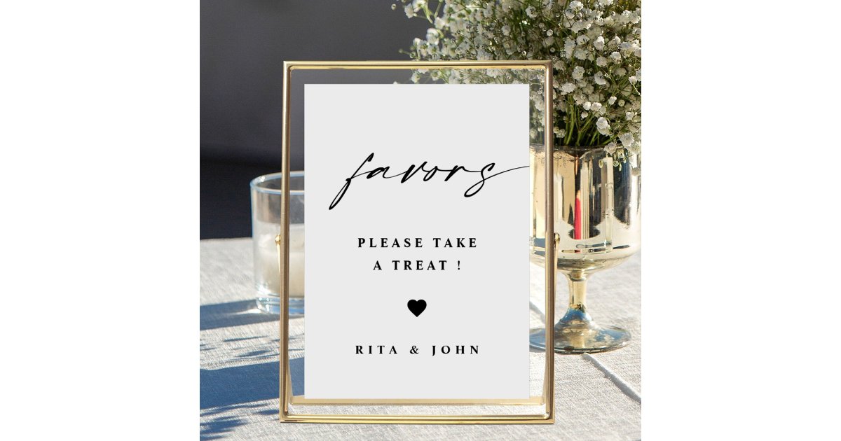 Elegant Calligraphy Favor Wedding Table Sign | Zazzle