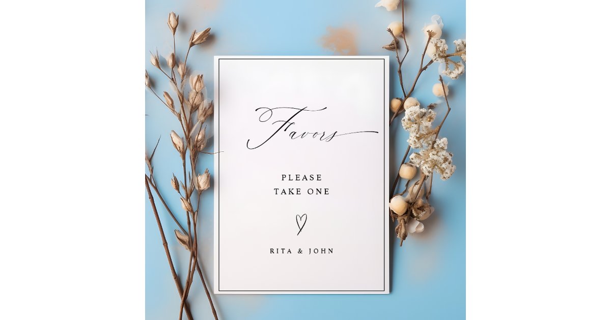 Elegant Calligraphy Favor Wedding Table Sign | Zazzle