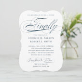 Elegant Calligraphy Finally Dark Navy Wedding Invitation | Zazzle