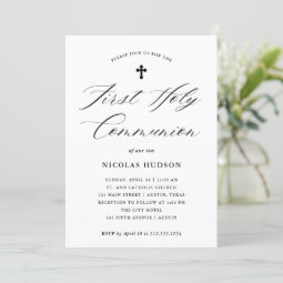 Elegant Calligraphy | First Holy Communion Invitation | Zazzle