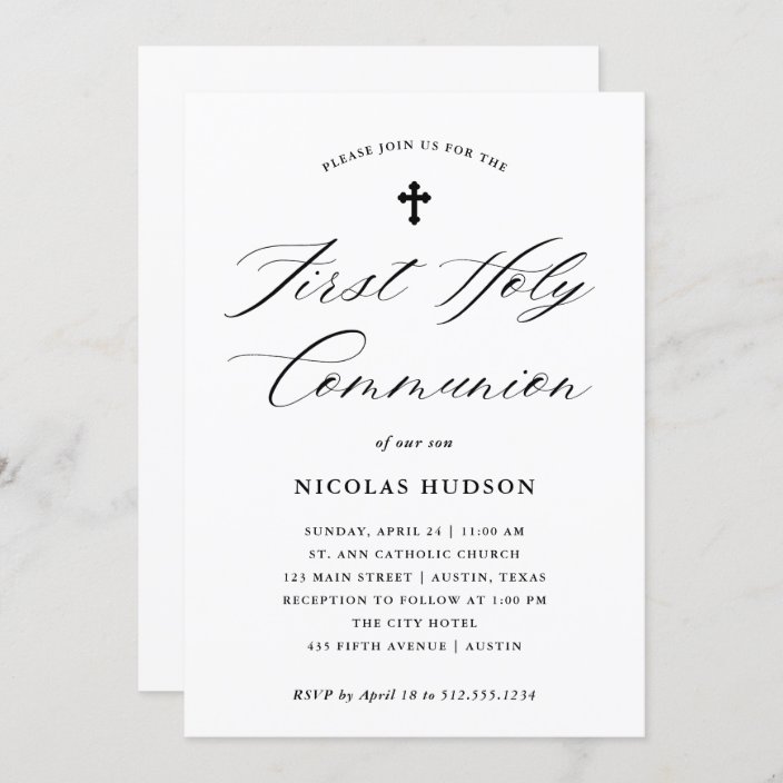 Elegant Calligraphy | First Holy Communion Invitation | Zazzle.com