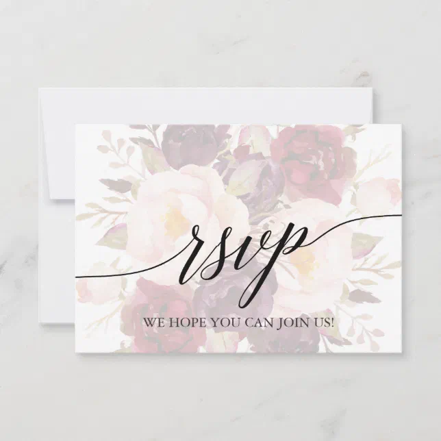 Elegant Calligraphy Floral Song Request RSVP Card | Zazzle