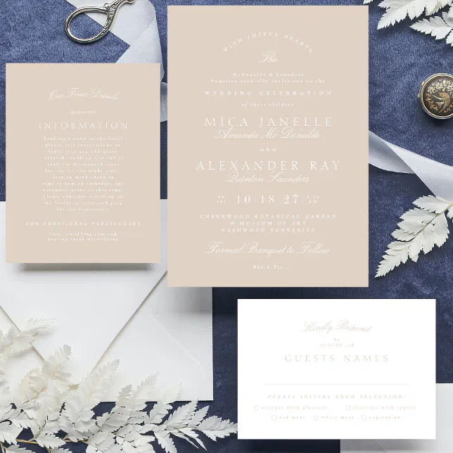 Elegant Calligraphy Formal Blush Pink Wedding Invitation | Zazzle