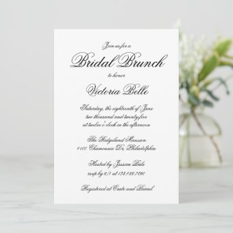 Elegant Calligraphy Formal Bridal Brunch Invitation | Zazzle