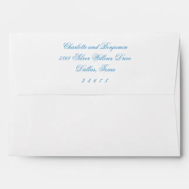 Elegant Calligraphy Formal Wedding Blue Custom Envelope | Zazzle