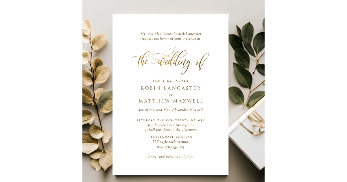 Elegant Calligraphy Formal Wedding Invitation | Zazzle
