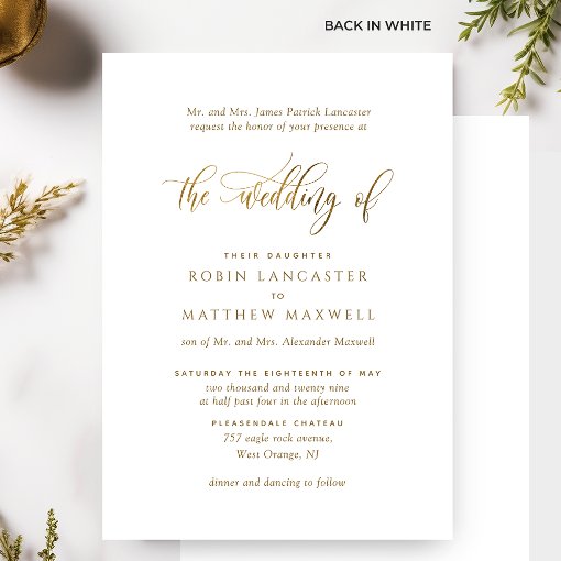 Elegant Calligraphy Formal Wedding Invitation | Zazzle